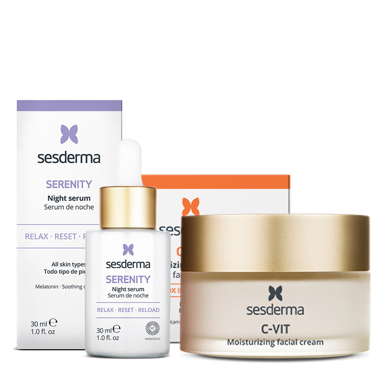 Sesderma C-VIT Moisturizing Facial Cream + Serenity Night Serum ZESTAW ...