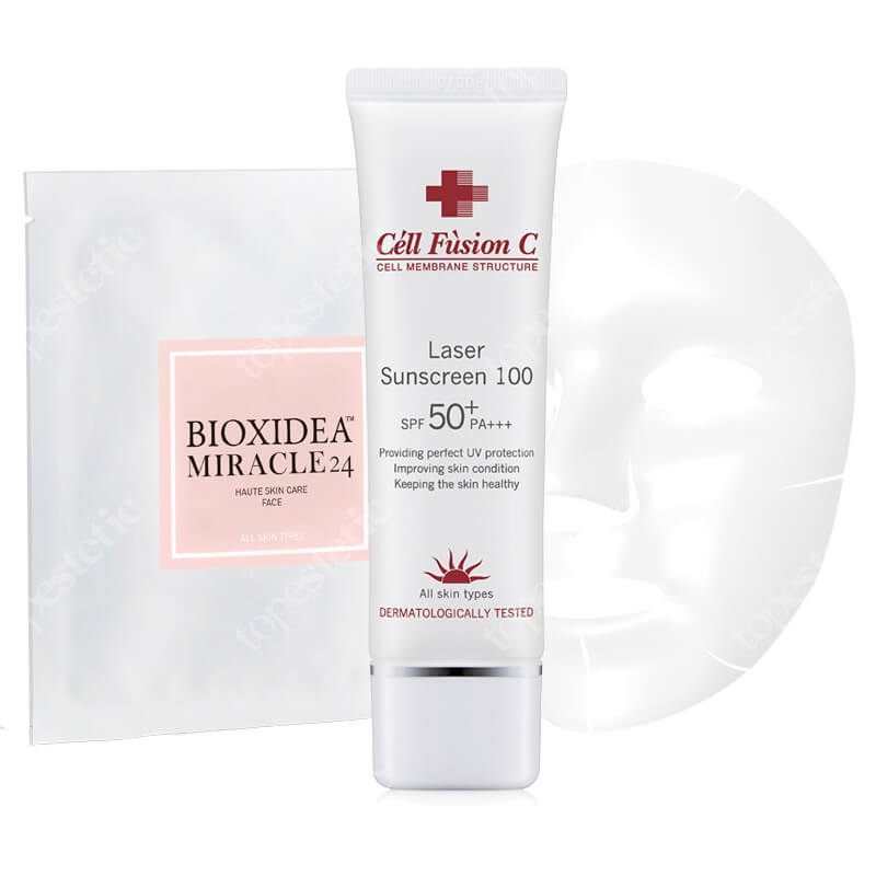 Cell Fusion C Laser Sunscreen + Miracle 24 Face Mask ZESTAW Filtr ...