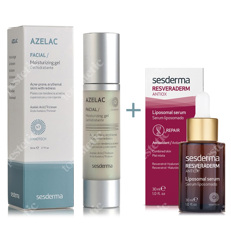 Sesderma Azelac Moisturizing Gel + Resveraderm Liposomal Serum ZESTAW ...