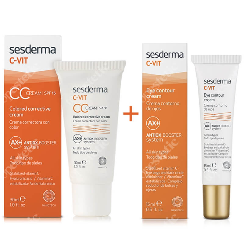 Sesderma C Vit CC Cream SPF 15 + C-VIT Eye Contour Cream ZESTAW Krem CC ...