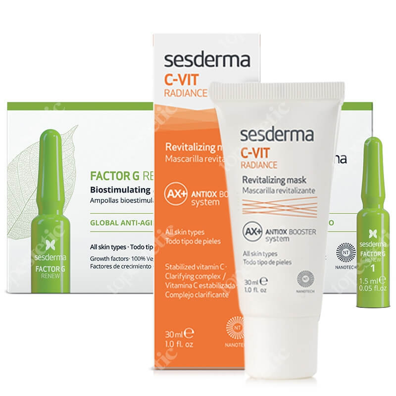 Sesderma C-VIT Radiance + Factor G Biostimulating Ampoules ZESTAW ...