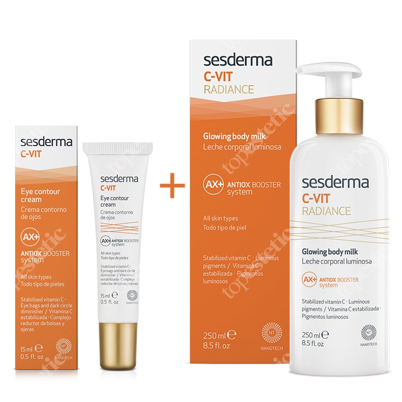 Sesderma C-VIT Radiance Glowing Body Milk + C-VIT Eye Contour Cream ...