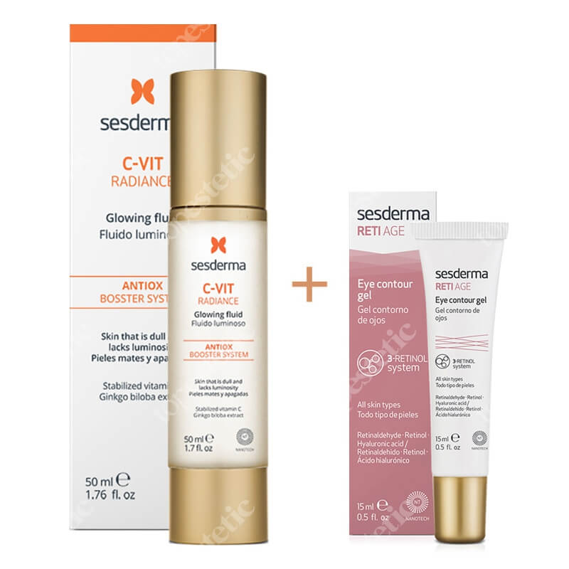 Sesderma C-VIT Radiance + Reti Age Eye Contour Gel ZESTAW Krem ...