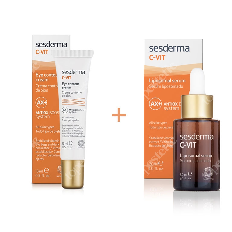 Sesderma C-VIT Serum + Eye Contour Cream ZESTAW Serum liposomowe 30 ml ...