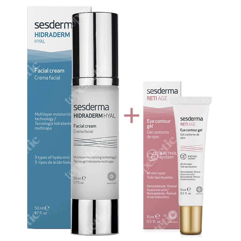 Sesderma Hidraderm Hyal + Reti Age Eye Contour Gel ZESTAW Krem do ...