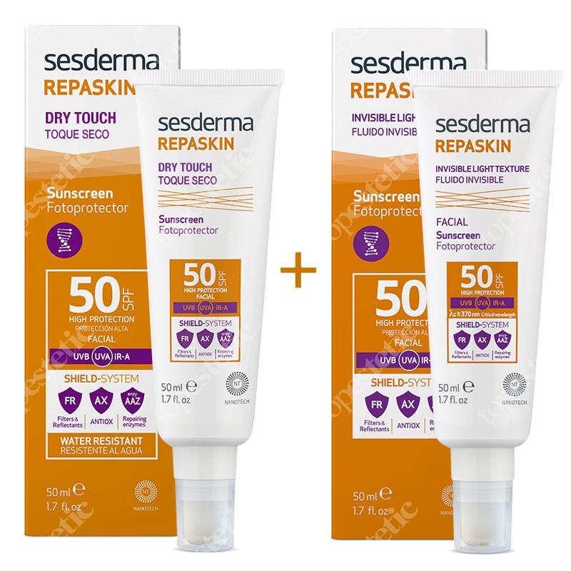 Sesderma Repaskin Dry Touch SPF 50 + Repaskin Fluido Invisible ZESTAW ... Sesderma Repaskin Dry Touch SPF 50 + Repaskin Fluido Invisible ZESTAW ...