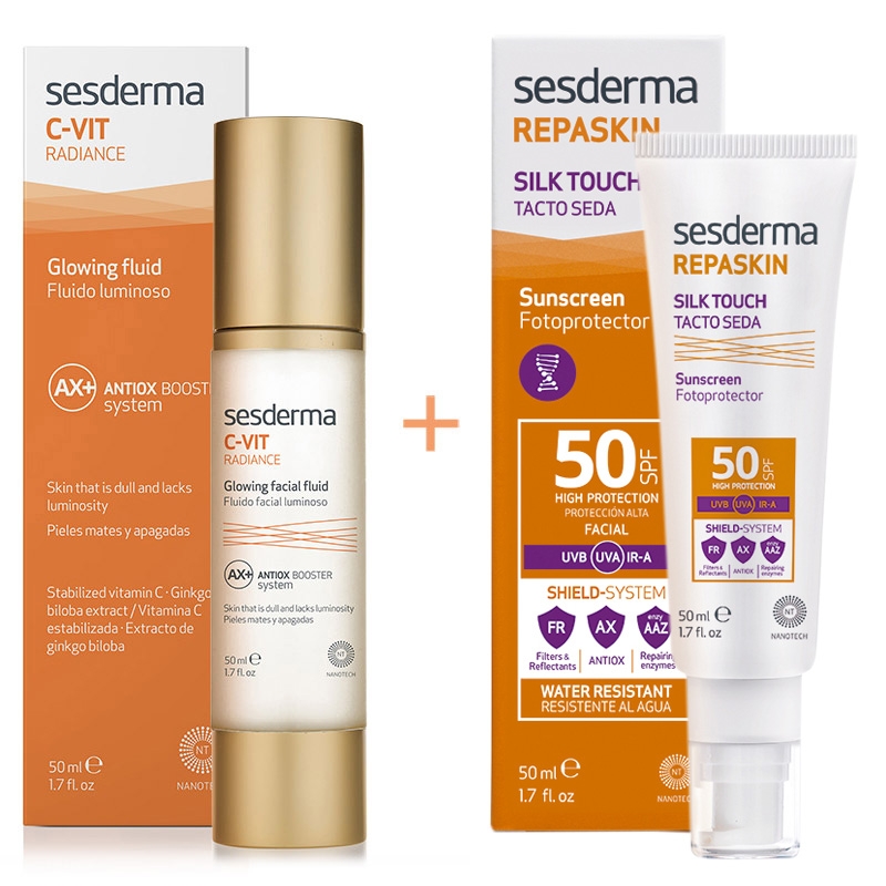 Sesderma Repaskin Silk Touch SPF 50 + C-VIT Radiance ZESTAW Krem ...